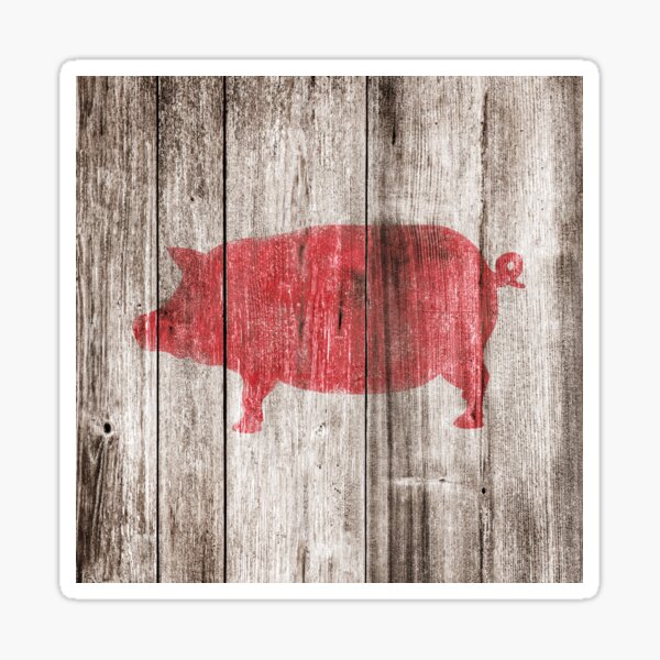 "Old Weathered Painted Wooden Pig Sign" Sticker for Sale by drawbey ...