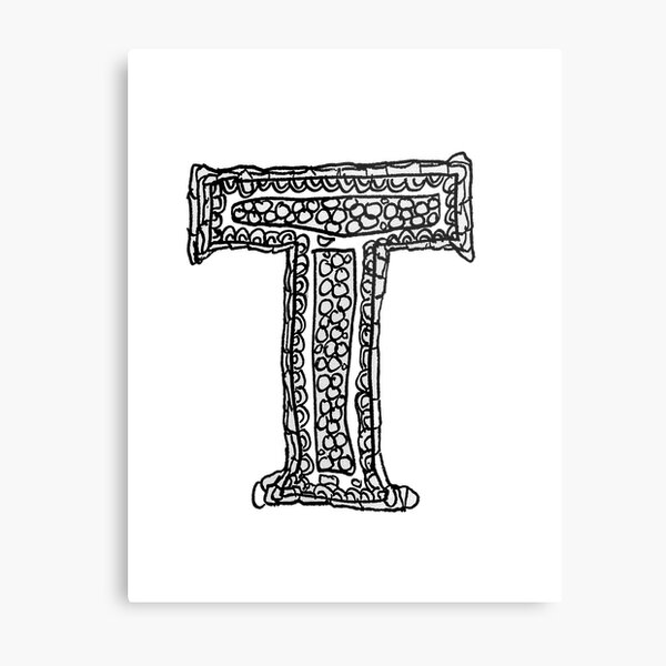 Lámina metálica «Mayúscula alfabeto blanco y negro letra T» de ...