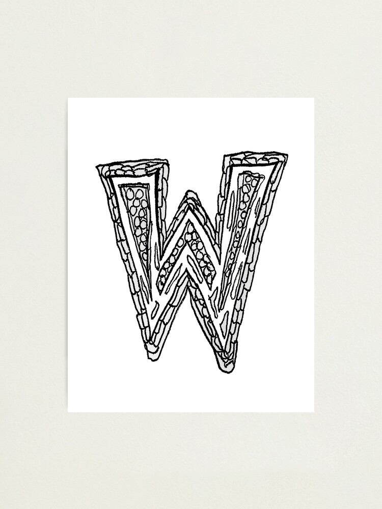 Lámina fotográfica «Mayúscula alfabeto blanco y negro letra W» de ...