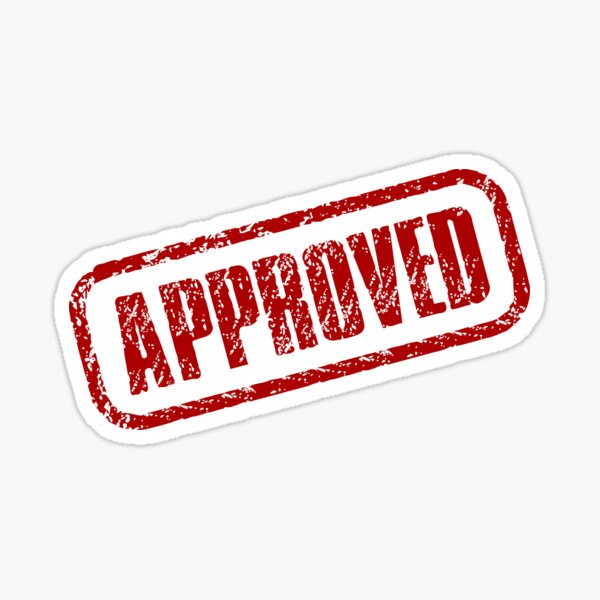 "Logo in red, approved stamp" Sticker by gonzalodebahia | Redbubble