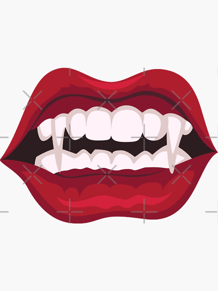 "Red Lips with Fangs Face Mask" Sticker by ryaneliz91 | Redbubble