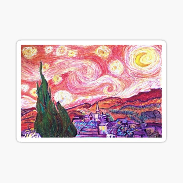 "Pink Starry Night by Kaylin" Sticker for Sale by kaylinnie | Redbubble