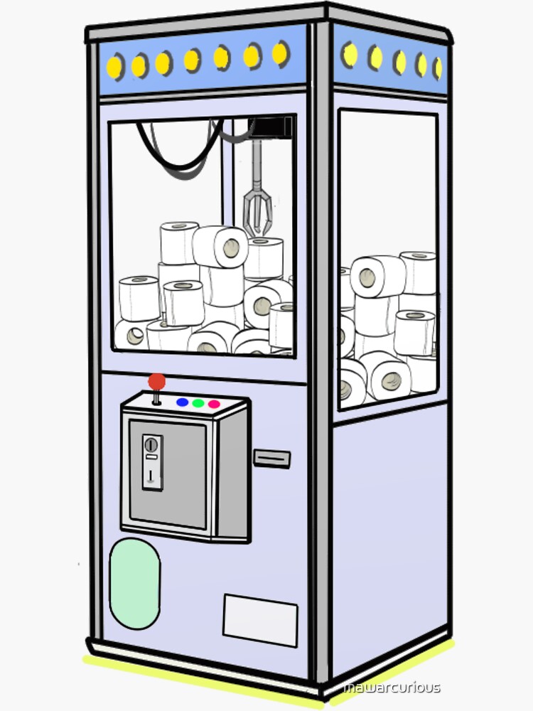 "Toilet Roll Claw Machine " Sticker for Sale by mawarcurious | Redbubble