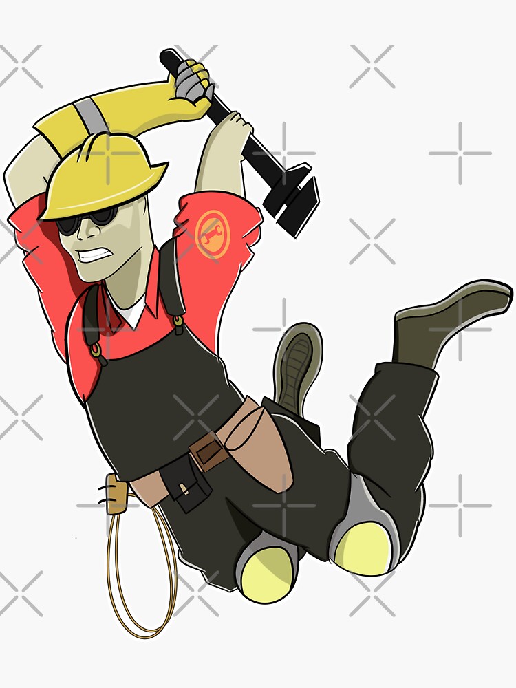 "Team Fortress 2 RED Engineer Sticker" Sticker by Inkclad | Redbubble