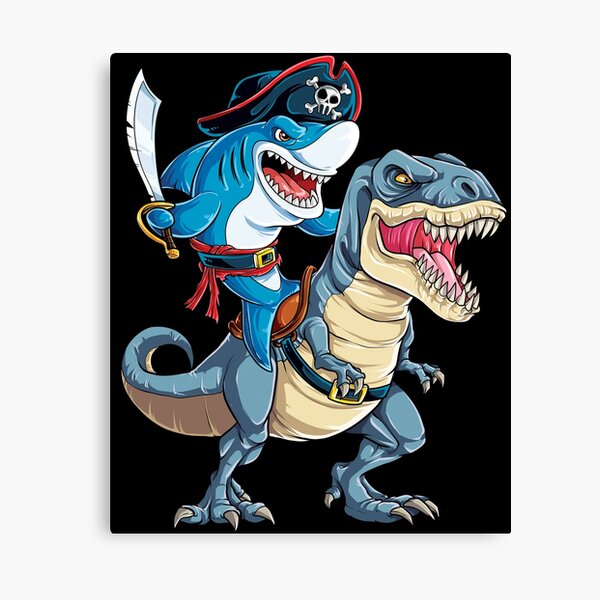 Pirate Shark Riding Dinosaur Canvas Prints | Redbubble