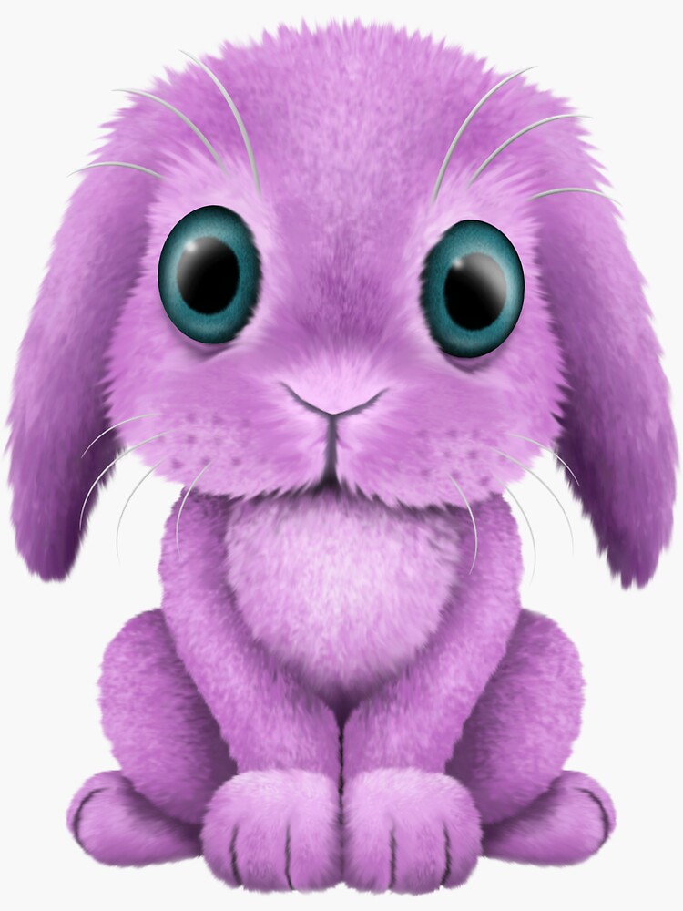 "Cute Purple Baby Bunny Rabbit " Sticker by JeffBartels | Redbubble