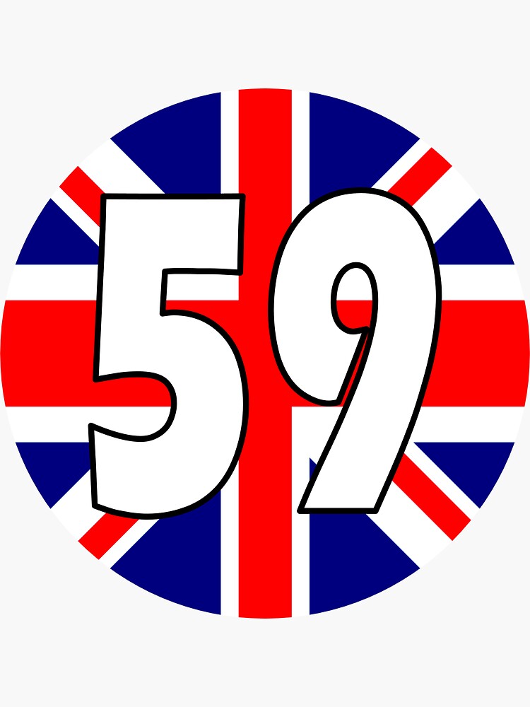 "UK flag with number 59 - fifty nine" Sticker for Sale by AllShirts21 ...