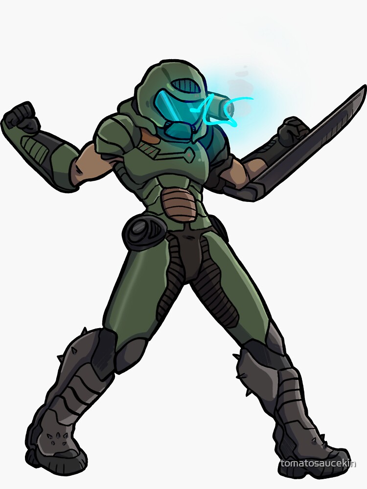 "Doom Guy" Sticker for Sale by tomatosaucekin | Redbubble
