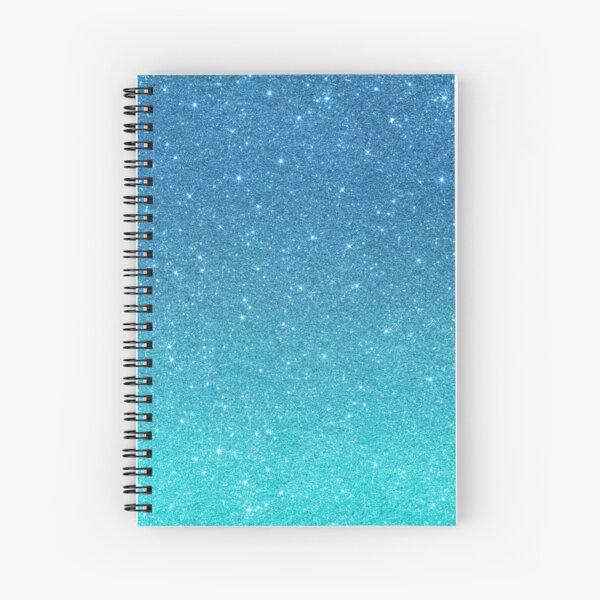 "Blue Turquoise Ombre Trendy Glitter" Spiral Notebook for Sale by ...