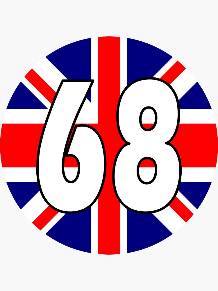 "UK flag with number 68 - sixty eight" Sticker by AllShirts21 | Redbubble