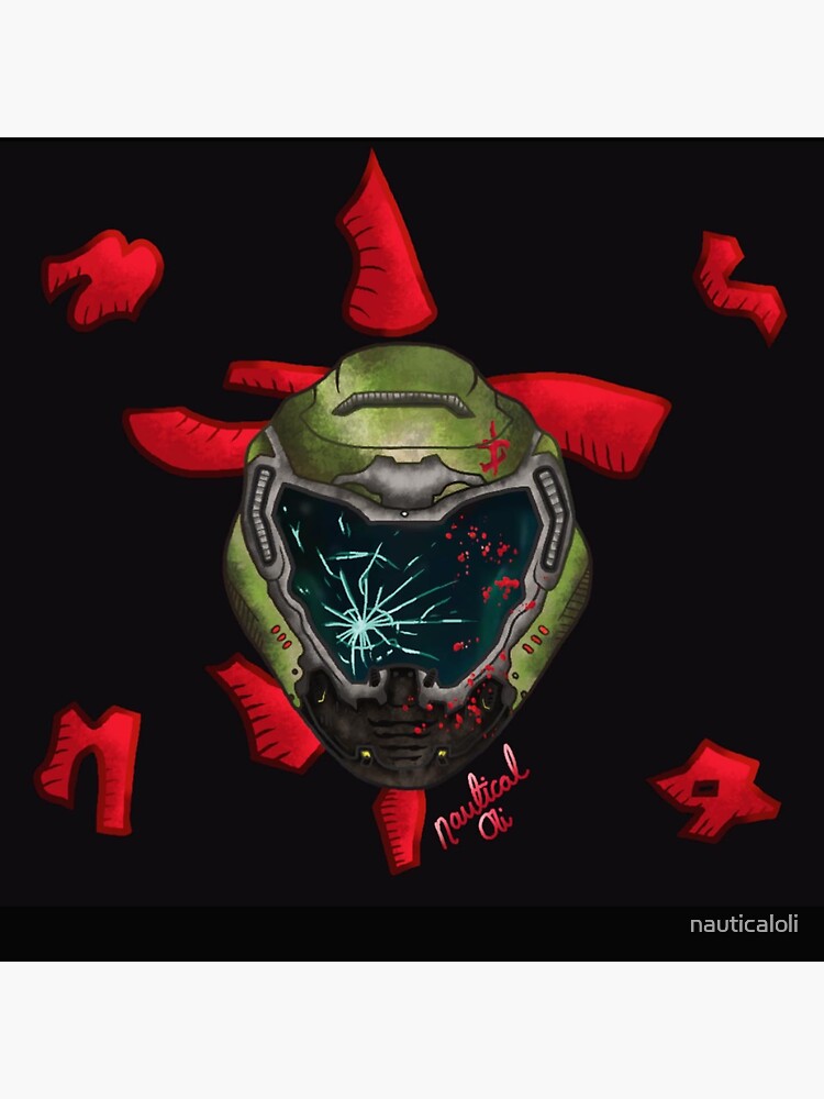"Doom guy helmet" Sticker by nauticaloli | Redbubble