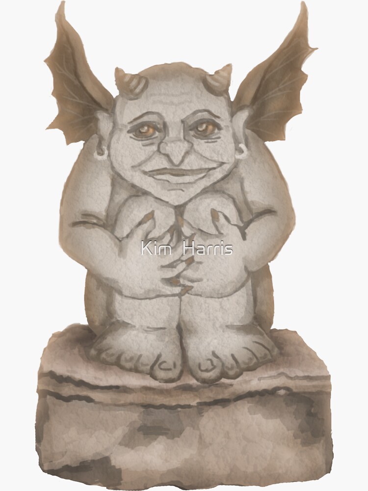 "Happy Little Gargoyle Guy" Sticker for Sale by Fullfrogmoon | Redbubble