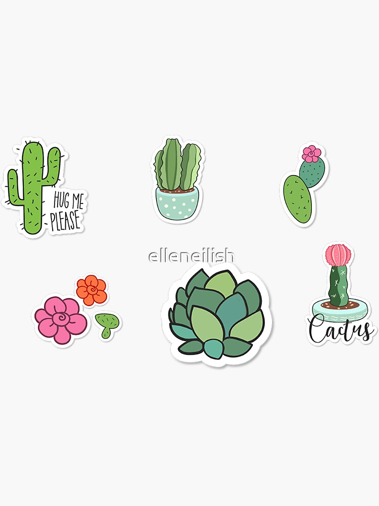 "Aesthetic Cactus Sticker Pack" Sticker by elleneilish | Redbubble