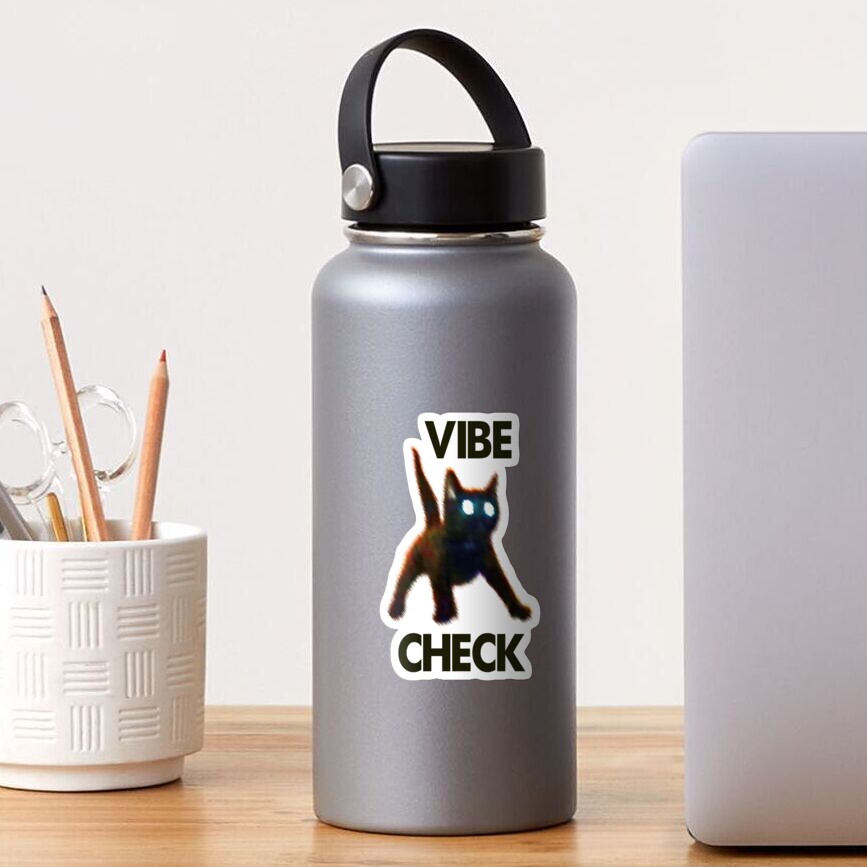 "Vibe Check Floating Cat Meme" Sticker by TheMemeporium | Redbubble
