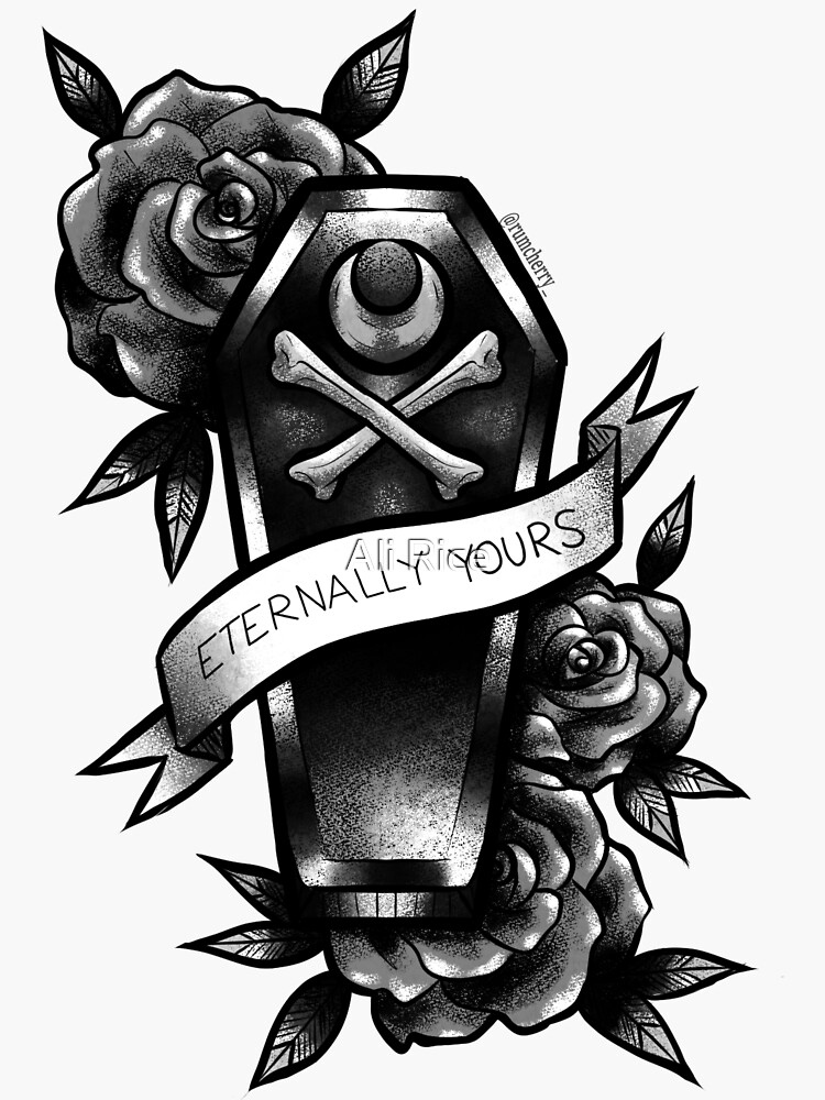 "eternally yours (grayscale)" Sticker for Sale by Alison Rice | Redbubble