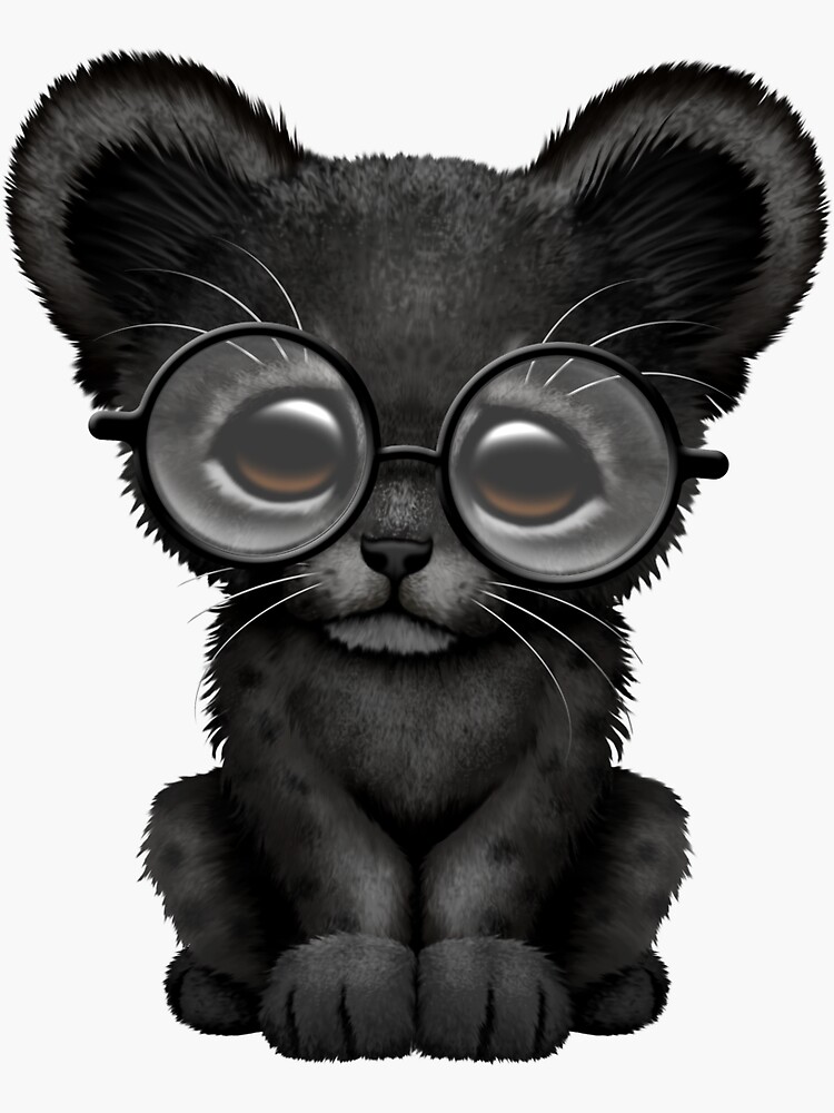 Pegatina «Lindo bebé negro pantera Cub llevaba gafas en azul» de ...