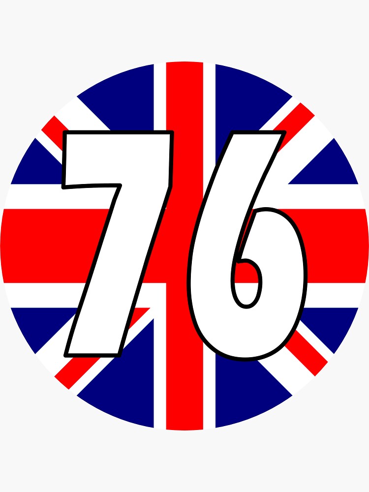 "UK flag with number 76 - seventy six" Sticker for Sale by AllShirts21 ...
