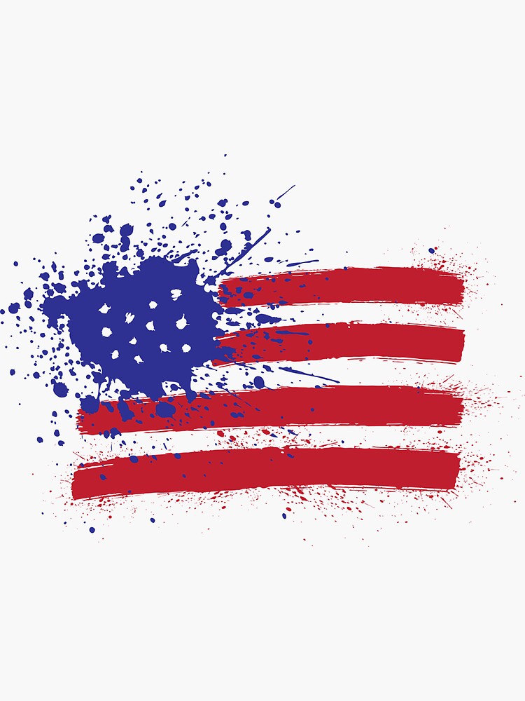"American Flag made of paint splatters" Sticker by drawbey | Redbubble
