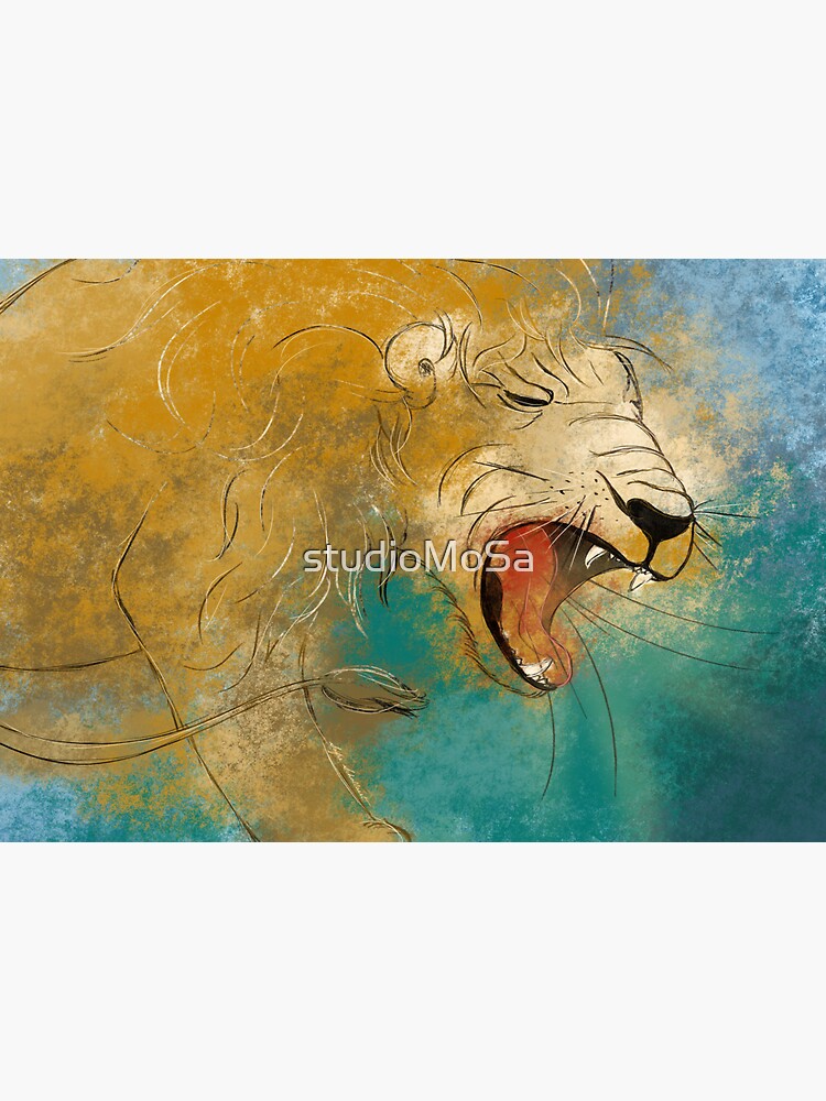 "lion roaring" Sticker by studioMoSa | Redbubble