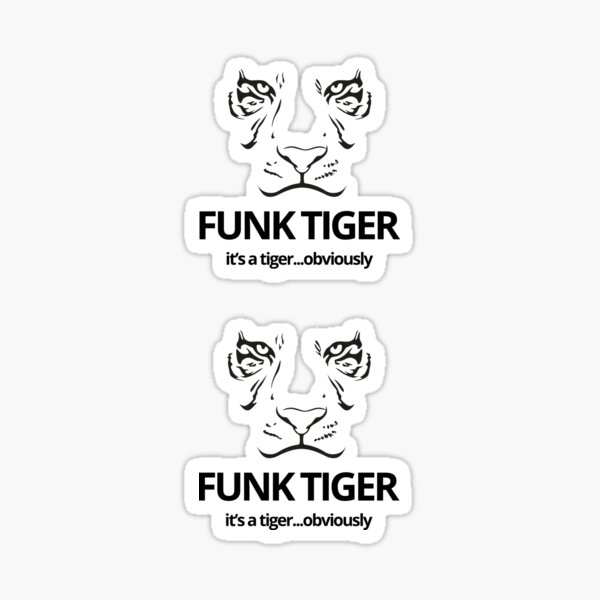 "Black Funk Tiger Face with Slogan" Sticker for Sale by funktiger ...