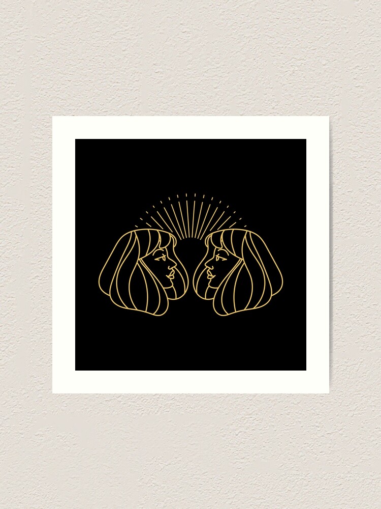 "Simple Gemini Astrology Zodiac Sign Line Drawing" Art Print for Sale ...