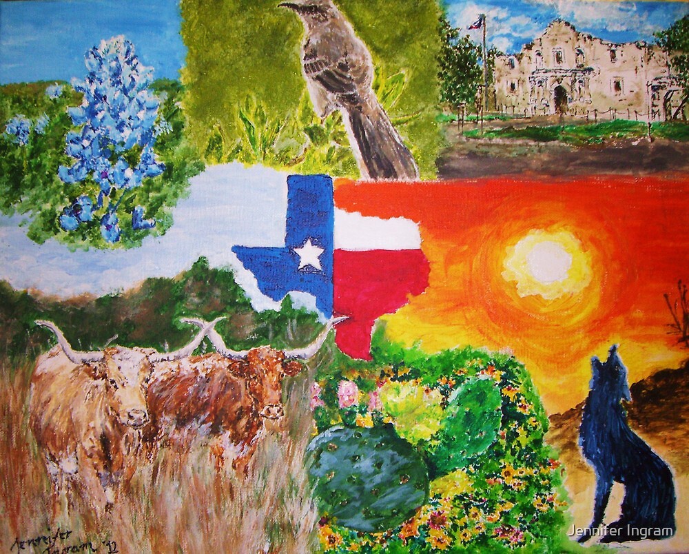 "Texas State Collage" by Jennifer Ingram | Redbubble