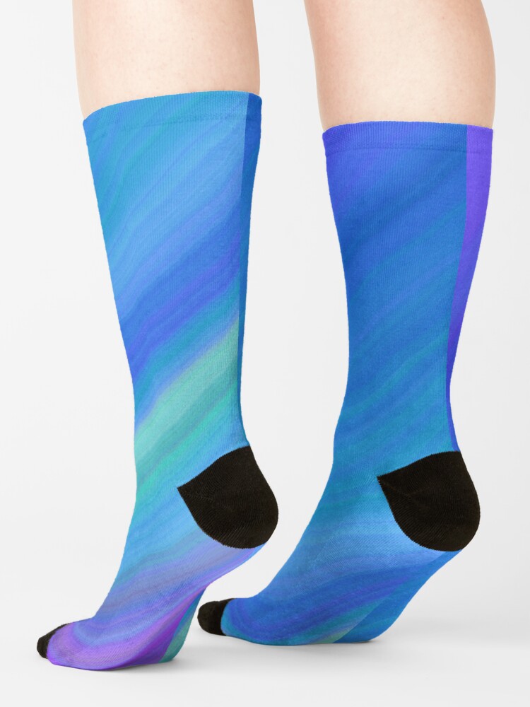 "Blue, purple, Cyan Green Striped Gradient Abstract" Socks for Sale by ...