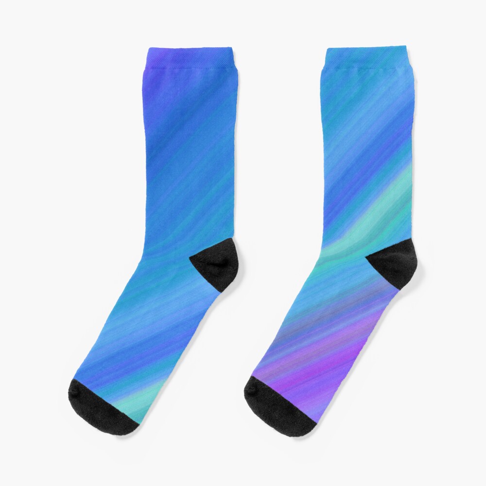 "Blue, purple, Cyan Green Striped Gradient Abstract" Socks for Sale by ...