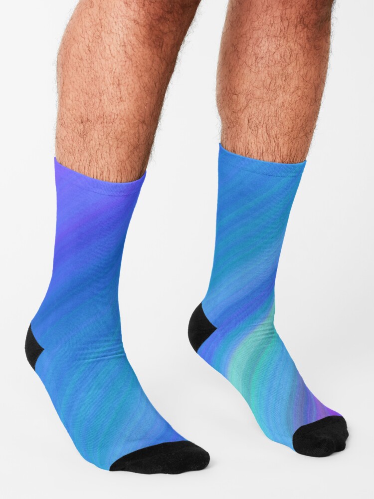 "Blue, purple, Cyan Green Striped Gradient Abstract" Socks for Sale by ...