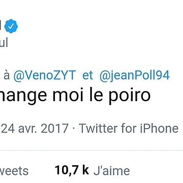 Sticker avec l'œuvre « "o pire mange moi le poiro" Tweet Jul » de l ...