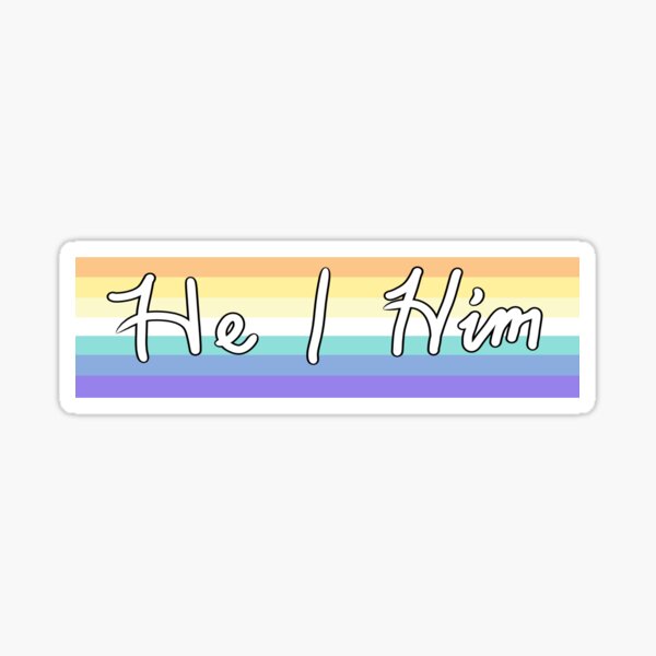 "Genderfaun - He/Him Cursive" Sticker by daxolotl | Redbubble
