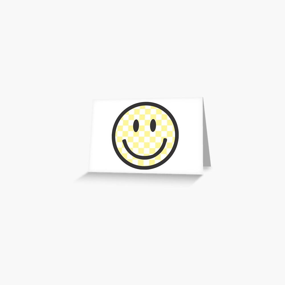 "Light Yellow Checkered Smiley Face" Greeting Card by sabriinam | Redbubble