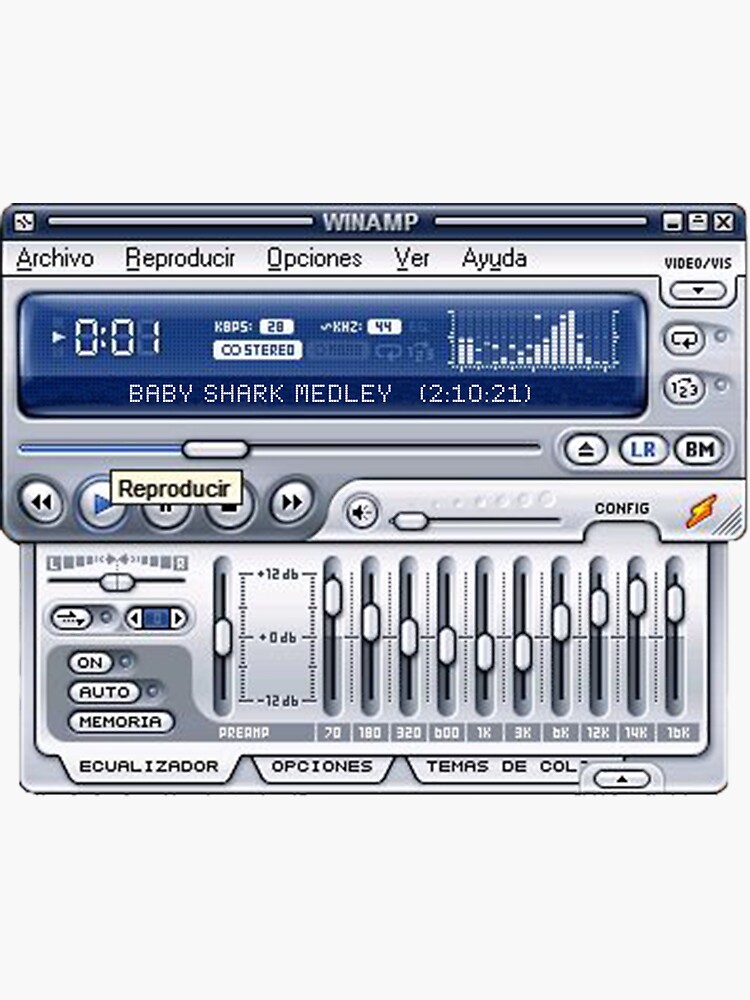 Pegatina «Winamp Baby shark musica reproductor vintage azul con ...