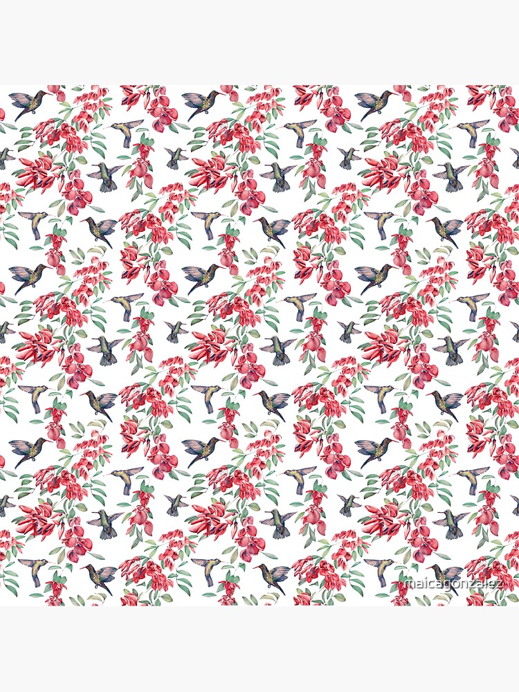 "hummingbird and ceibo flowers" Sticker for Sale by maicagonzalez ...