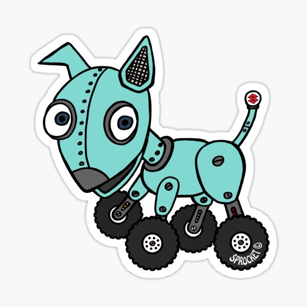 "Sprocket 4WD Dog - Turquoise" Sticker for Sale by YakDaks | Redbubble