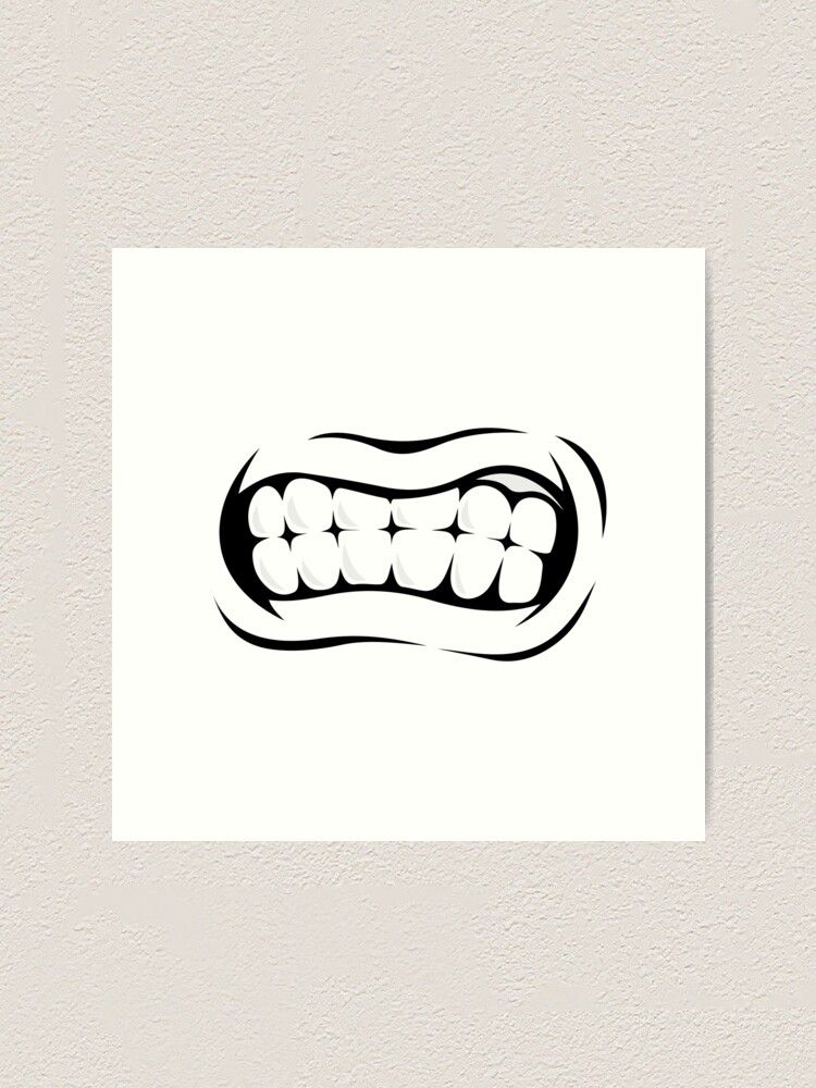 "Angry Grinning Grinding Teeth Cartoon Mouth" Art Print by javes93 ...