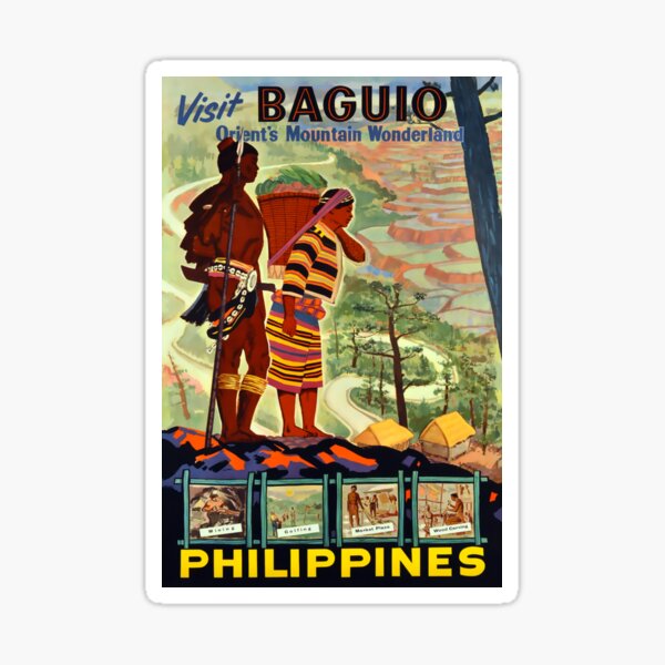 "Visit Baguio vintage travel poster" Sticker by stickart-marek | Redbubble