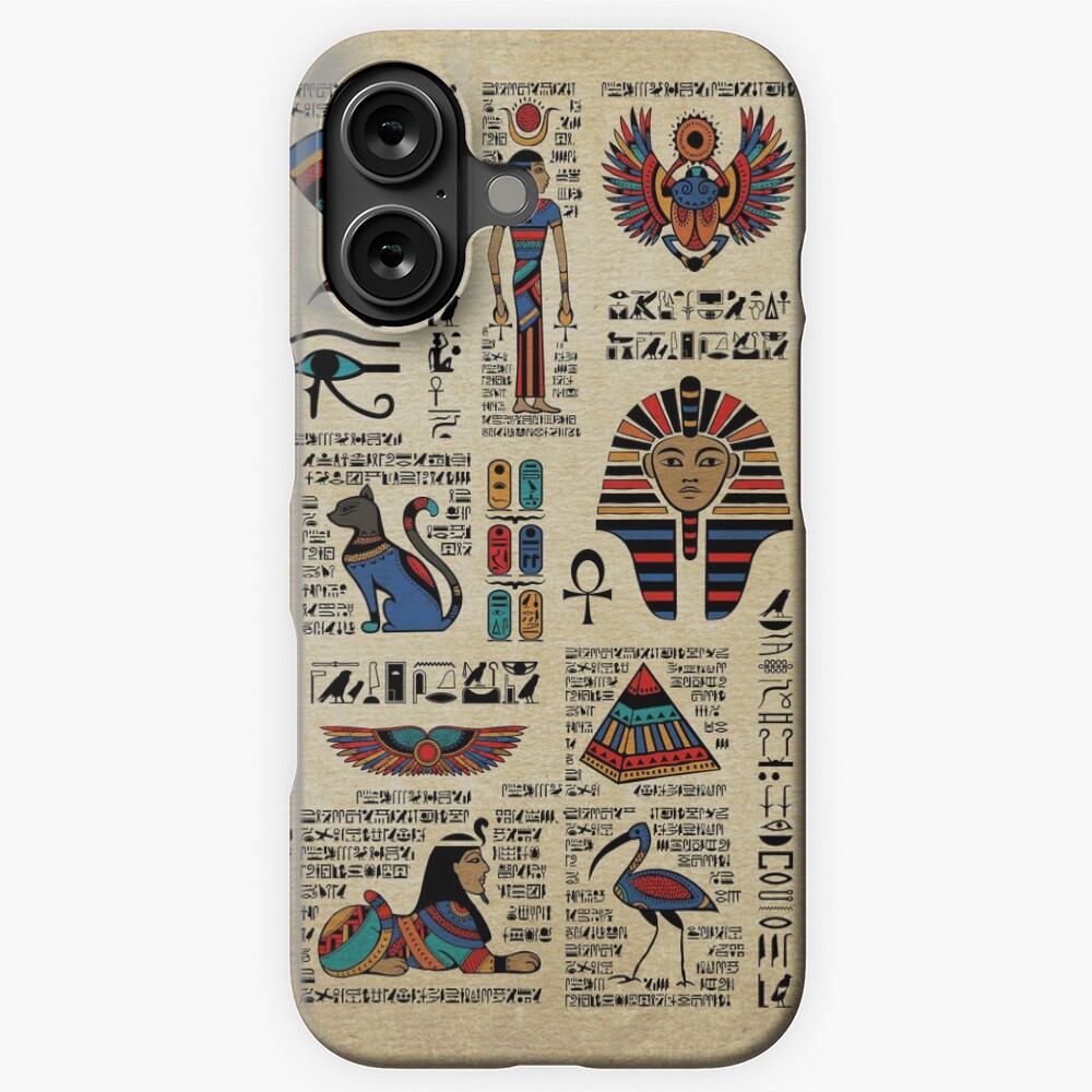 "Egyptian hieroglyphs and deities on papyrus" Zipper Pouch for Sale by ...