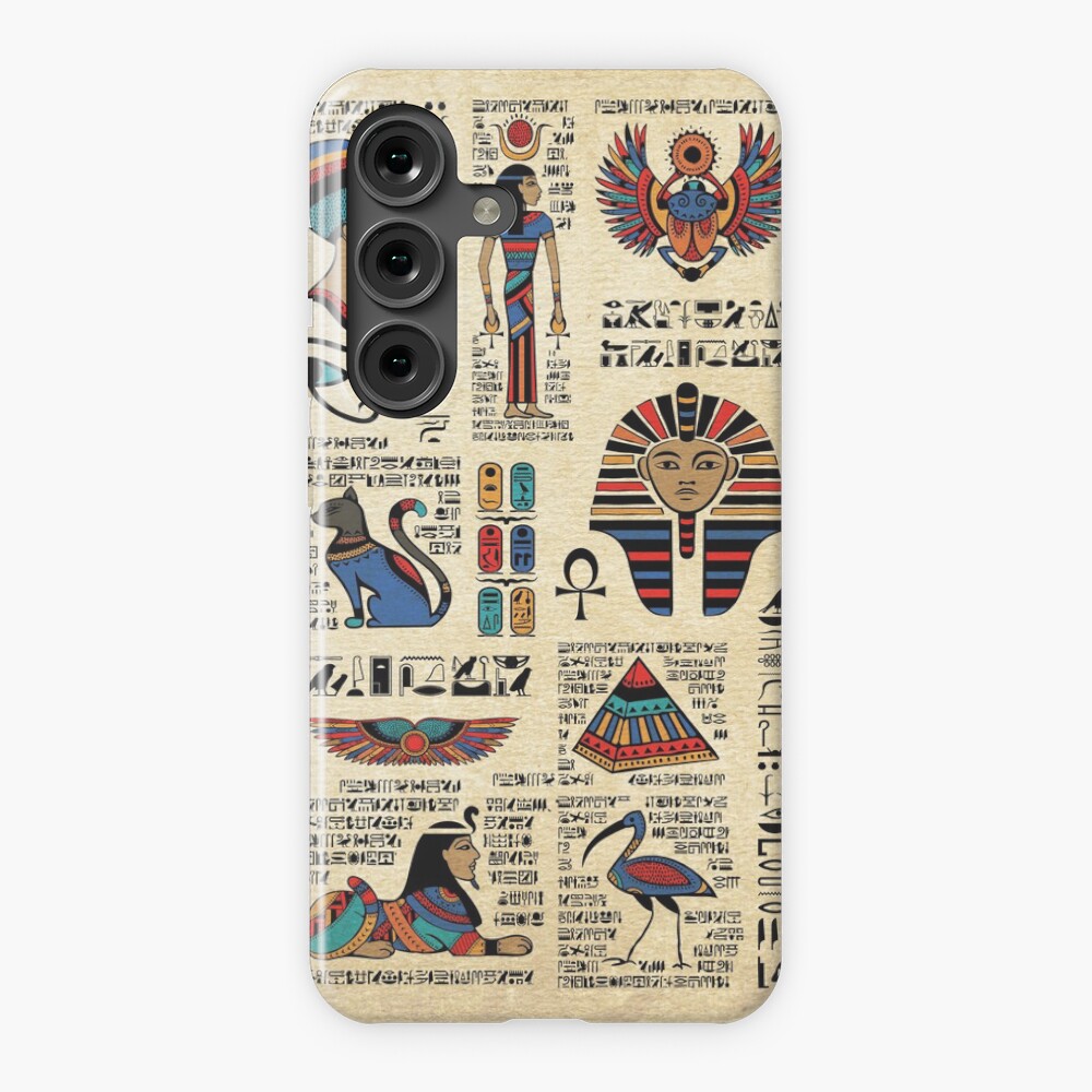 "Egyptian hieroglyphs and deities on papyrus" Zipper Pouch for Sale by ...