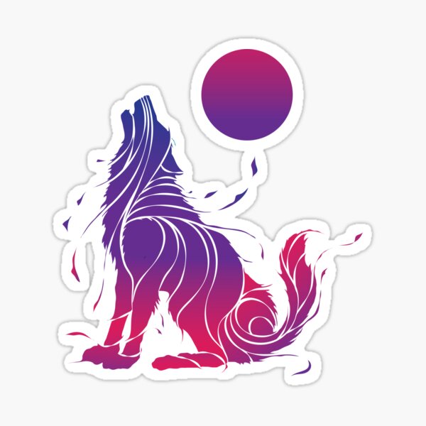 "Wolf moon" Sticker by FashionFuture | Redbubble