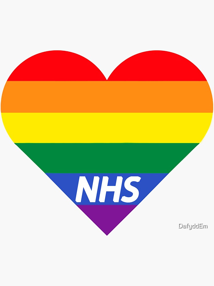"Rainbow Heart of the NHS (White Background)" Sticker by DafyddEm ...