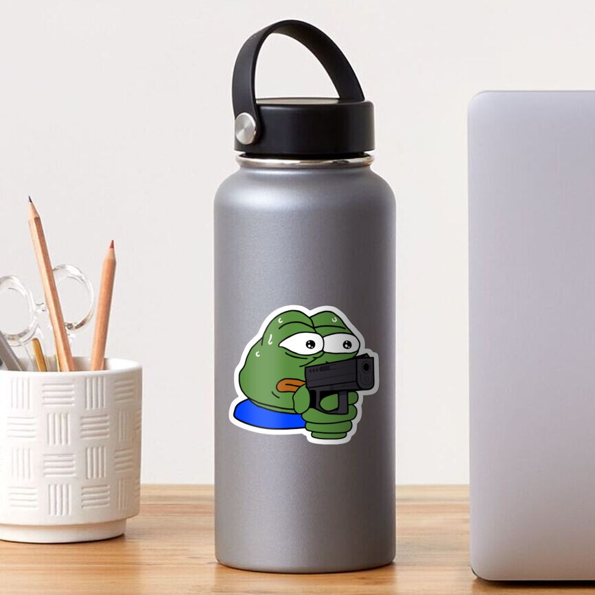 "Pepe with gun stay back!" Sticker for Sale by SCha | Redbubble