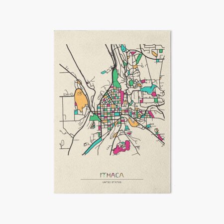 "Ithaca, New York Street Map" Art Board Print for Sale by geekmywall ...