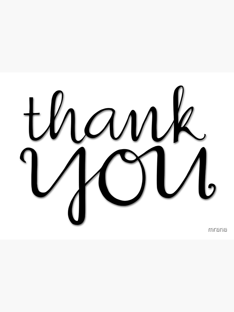  Thank You Cursive Black Canvas Print By Mrana Redbubble