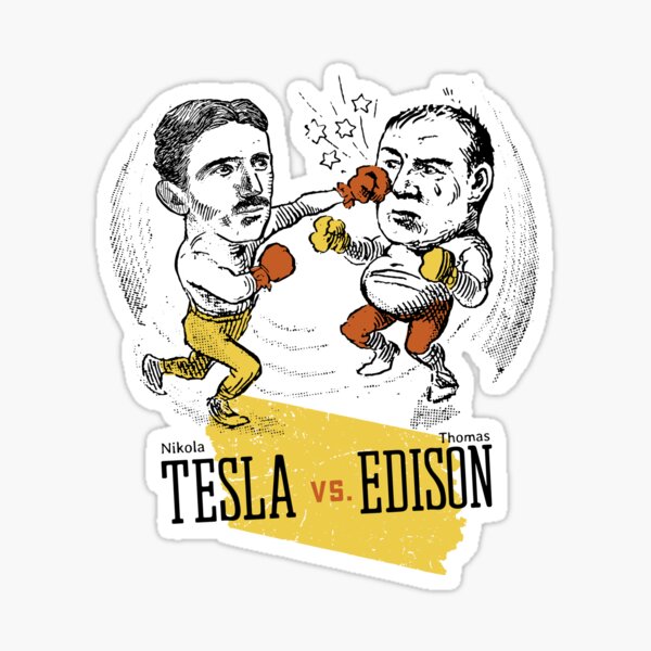 "Tesla fights Edison" Sticker for Sale by radvas | Redbubble
