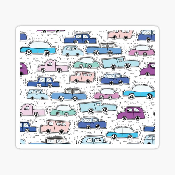 "Colorful Doodle Cars" Sticker by AnastasiaDesign | Redbubble
