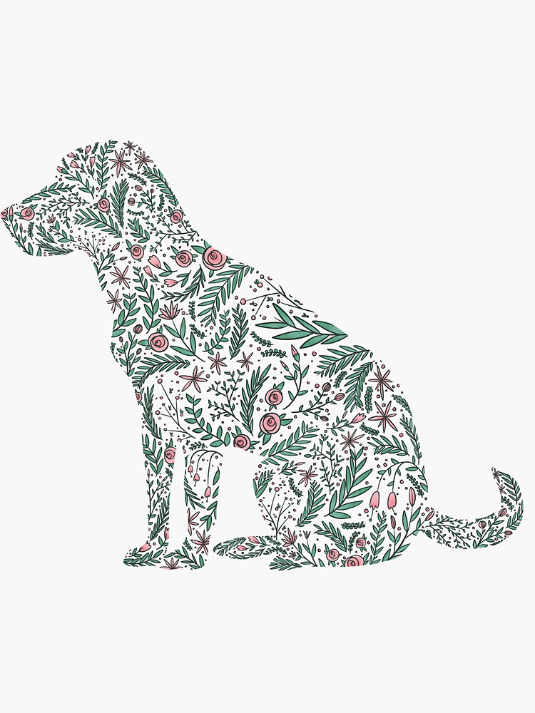 "Dog Floral Silhouette" Sticker for Sale by famorack | Redbubble