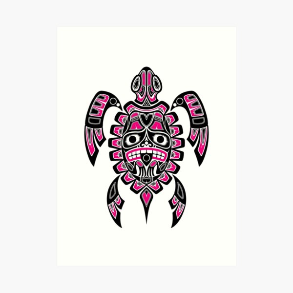 "Pink and Black Haida Spirit Sea Turtle" Art Print for Sale by ...