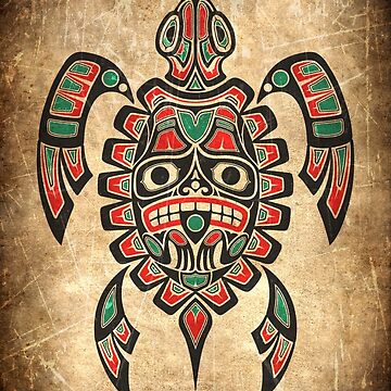 "Red and Green Haida Spirit Sea Turtle" Art Print for Sale by ...