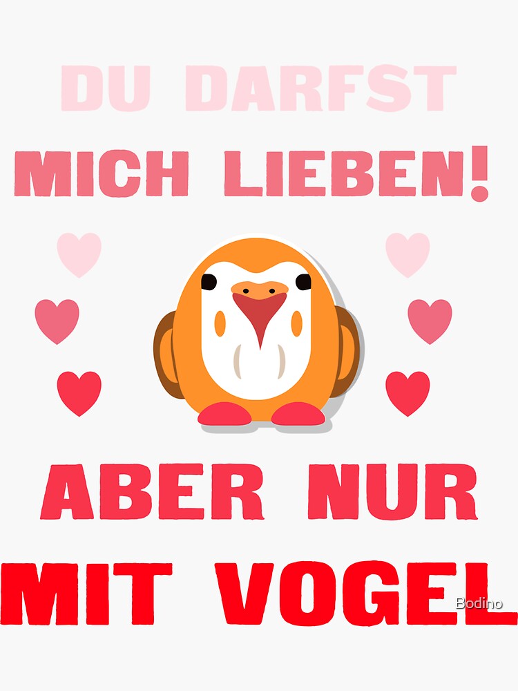 Pegatina «Mujer / hombre y el periquito inseparable» de Bodino | Redbubble